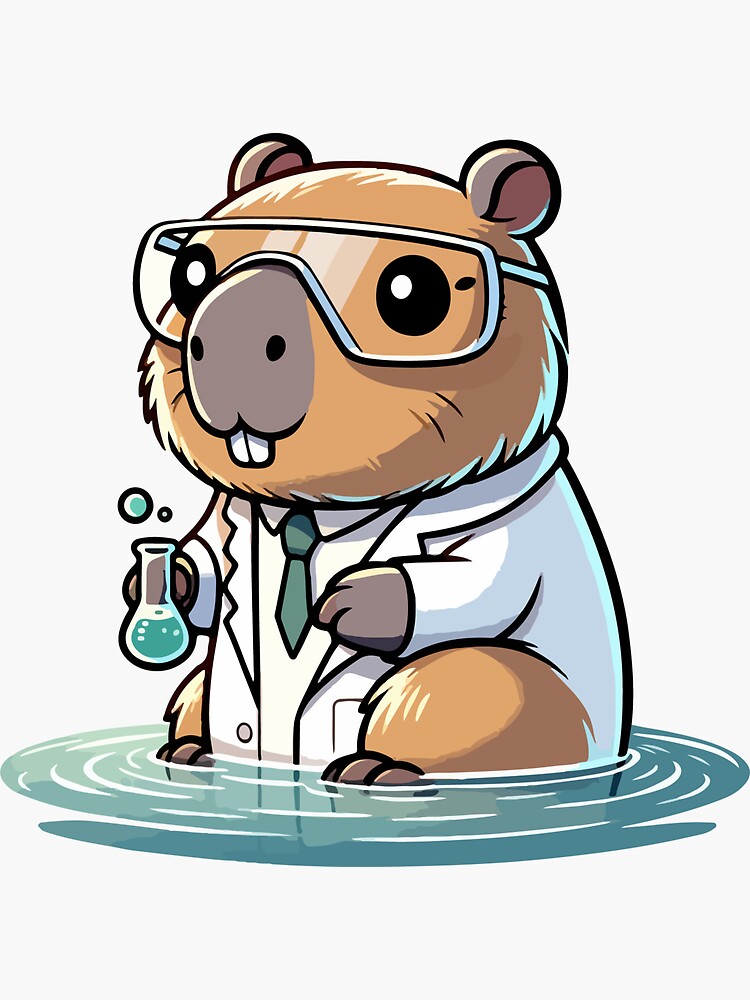 "Capybara Scientist" Sticker for Sale by scienceandsnark | Redbubble