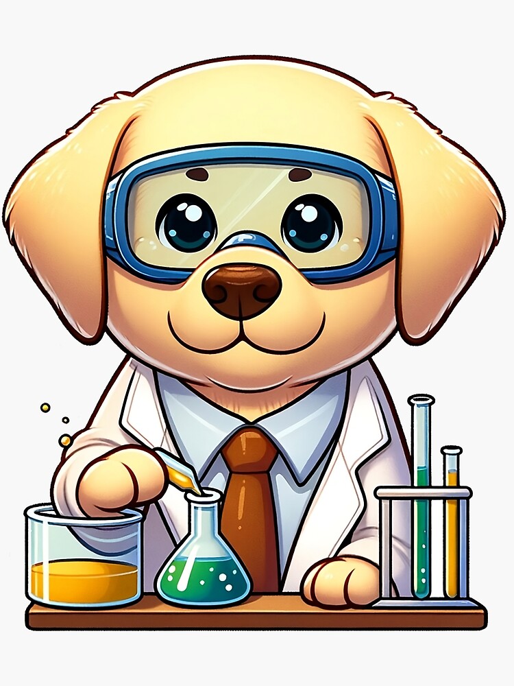 "Lab in the Lab - Cute Dog Scientist" Sticker for Sale by ...