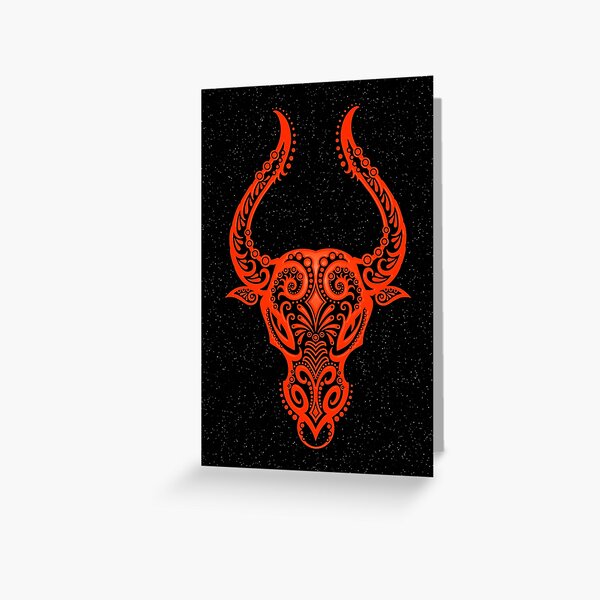 "Red Taurus Zodiac Sign in the Stars" Greeting Card by JeffBartels ...