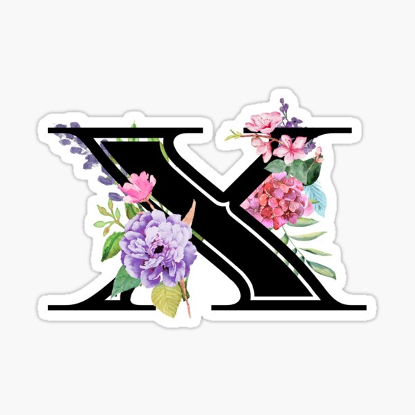 "Watercolor Floral Letter X" Sticker for Sale by Grafixmom | Redbubble