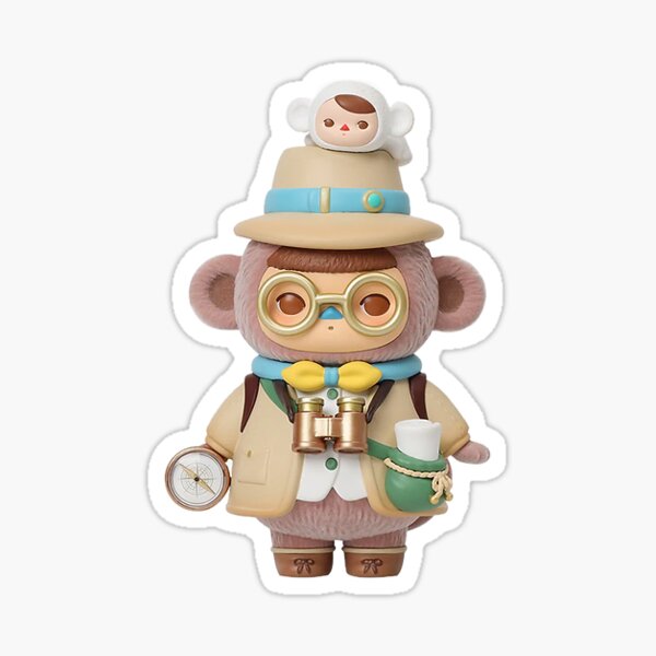 "popmart pucky monkey archeologist baby" Sticker for Sale by seraphina ...