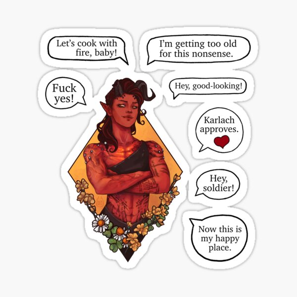 "Karlach gives pep talk | Karlach quotes V1" Sticker for Sale by keyvei ...