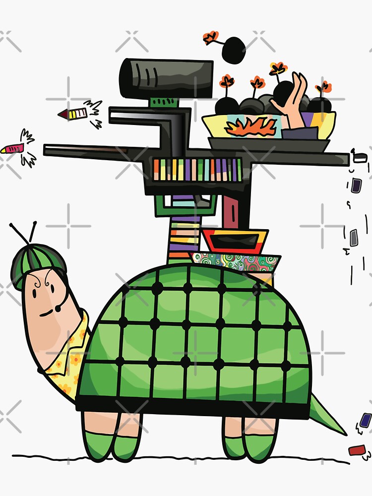 "Little turtle destroyer cartoon" Sticker for Sale by ProstCity | Redbubble