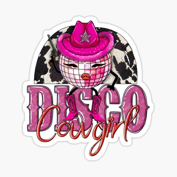 "Disco Cowgirl With Cowhide ,Pink Cowboy Boots,Cowboy Hat, Cowboy ...
