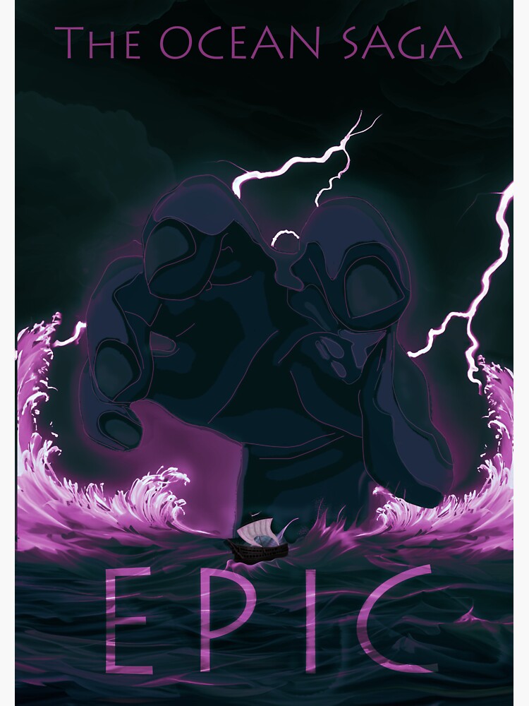 "Ocean Saga (EPIC) movie poster design- in Pink " Sticker for Sale by ...