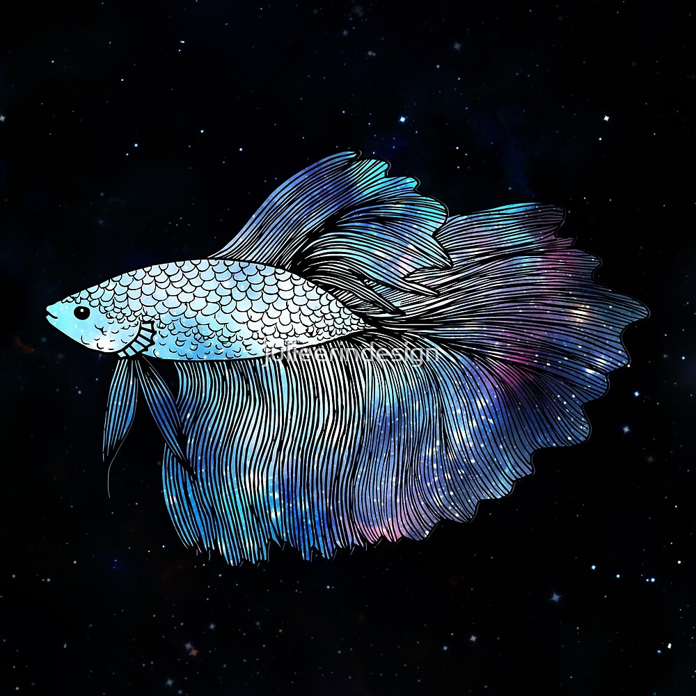 "Blue Galaxy Betta Fish" by Julie Erin Designs | Redbubble