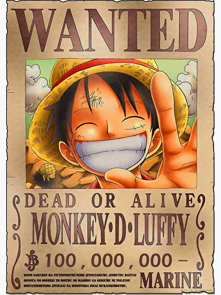 "Luffy Wanted Poster - 100,000,000 beri - One Piece Wanted Poster ...