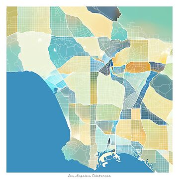 "Los Angeles California City Map - Pastel Color Scheme" Sticker for ...
