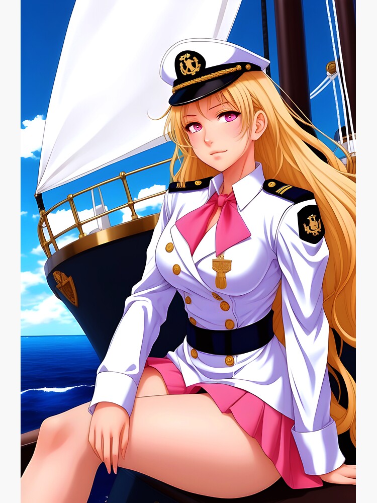 "anime girl (ship captain girl)" Sticker for Sale by Galactic-Paints ...