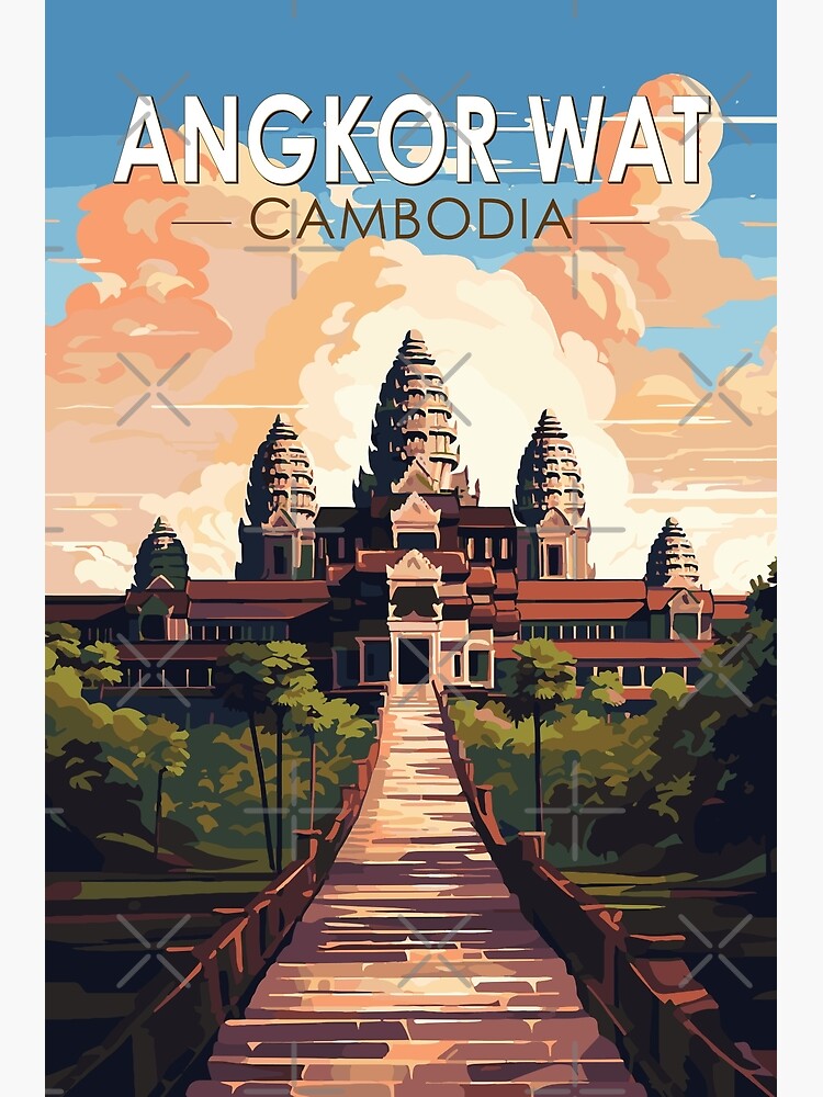 "Angkor Wat Cambodia Travel Art Vintage" Poster for Sale by ...