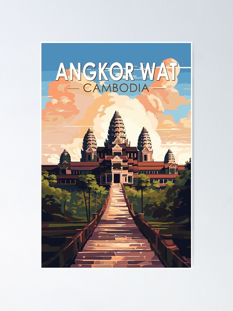 "Angkor Wat Cambodia Travel Art Vintage" Poster for Sale by ...