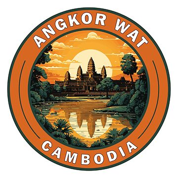 "Angkor Wat Cambodia Travel Art Badge" Sticker for Sale by ...