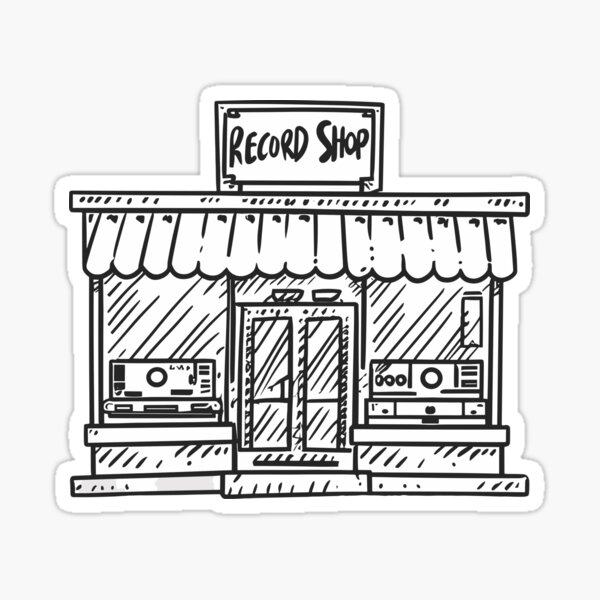 "Record shop" Sticker for Sale by OldSchoolRetro | Redbubble