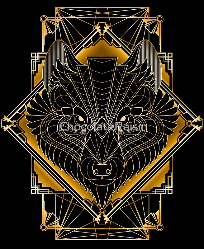 "Art Deco Wolf" by ChocolateRaisin | Redbubble