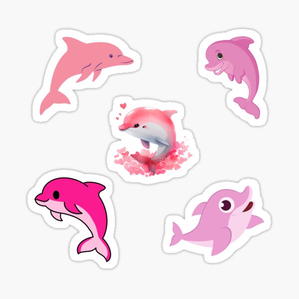 "Pink Dolphin Sticker Pack" Sticker for Sale by ShamblesShirts | Redbubble