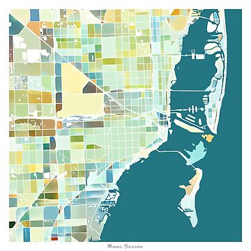 "Miami Florida City Map - Pastel Color Scheme" Poster for Sale by ...