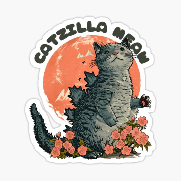 "CatZilla, GodZilla cute cat, kwaii cat" Sticker for Sale by teeonado ...