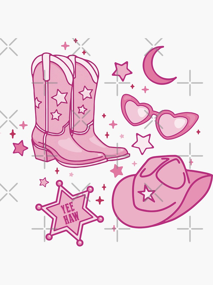 "Pink Cowboy Western - Yee Haw" Sticker for Sale by maura41 | Redbubble
