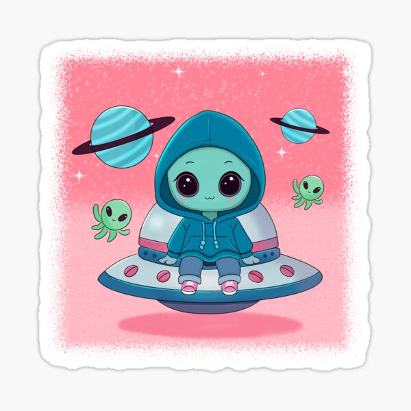 "Cute Little Alien" Sticker for Sale by asillustrator | Redbubble