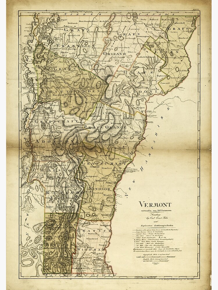 "Map of Vermont by Carl Ernst Bohn (1796)" Poster by allhistory | Redbubble