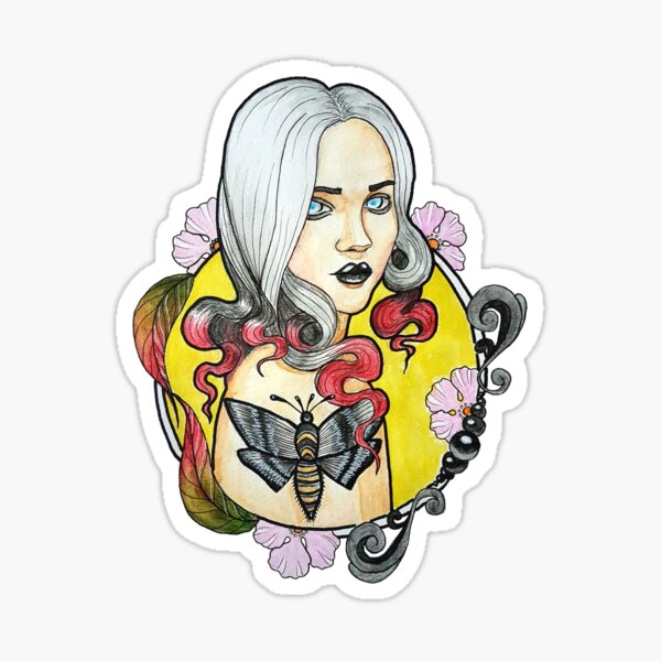 "Colorful girl portrait with flowers and butterfly in Neo traditional ...