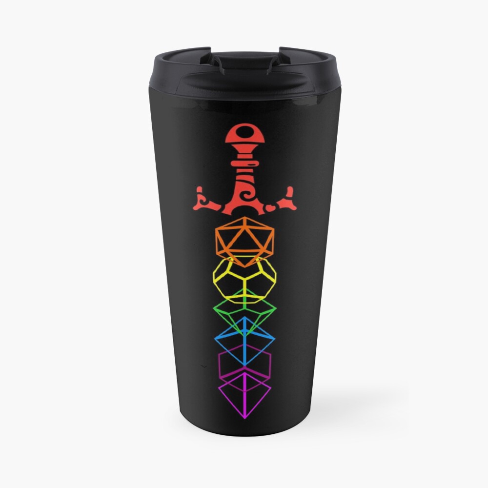 "Dice Sword Rainbow Tabletop RPG Gaming" Travel Coffee Mug for Sale by ...