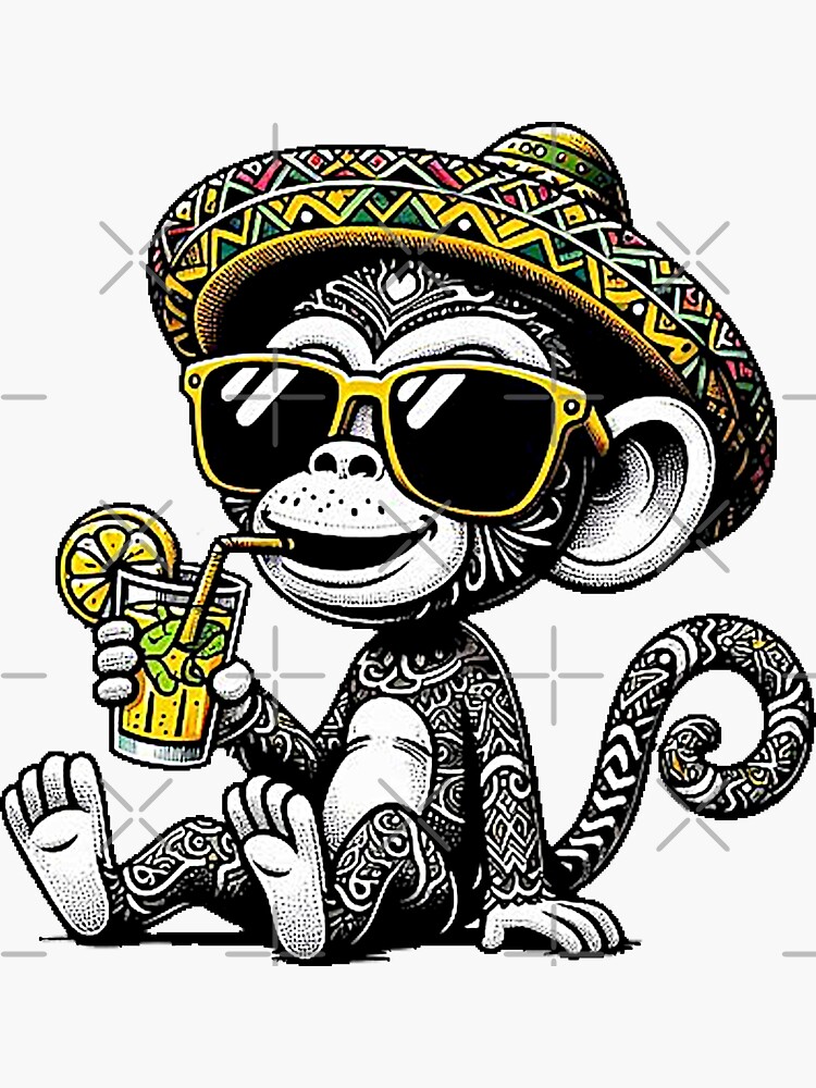"monkey drinking lemonade" Sticker for Sale by ONIX23 | Redbubble