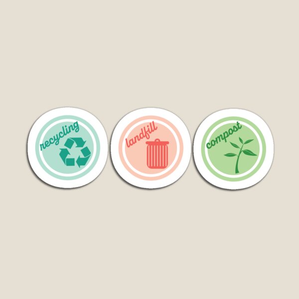 "Pack of recycling, trash, compost labels" Magnet for Sale by christine ...