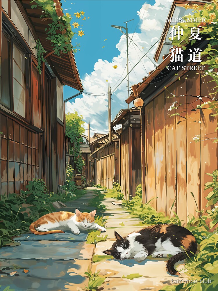 "Midsummer Cat Street" Sticker for Sale by taizi-moe-club | Redbubble