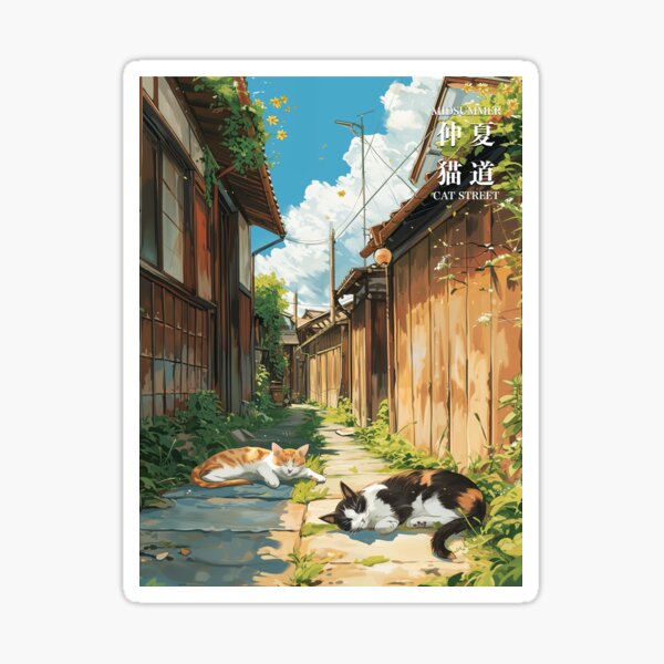 "Midsummer Cat Street" Sticker for Sale by taizi-moe-club | Redbubble