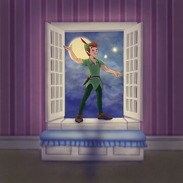 "Peter Pan in the Window" Sticker for Sale by Art-by-Sanna | Redbubble