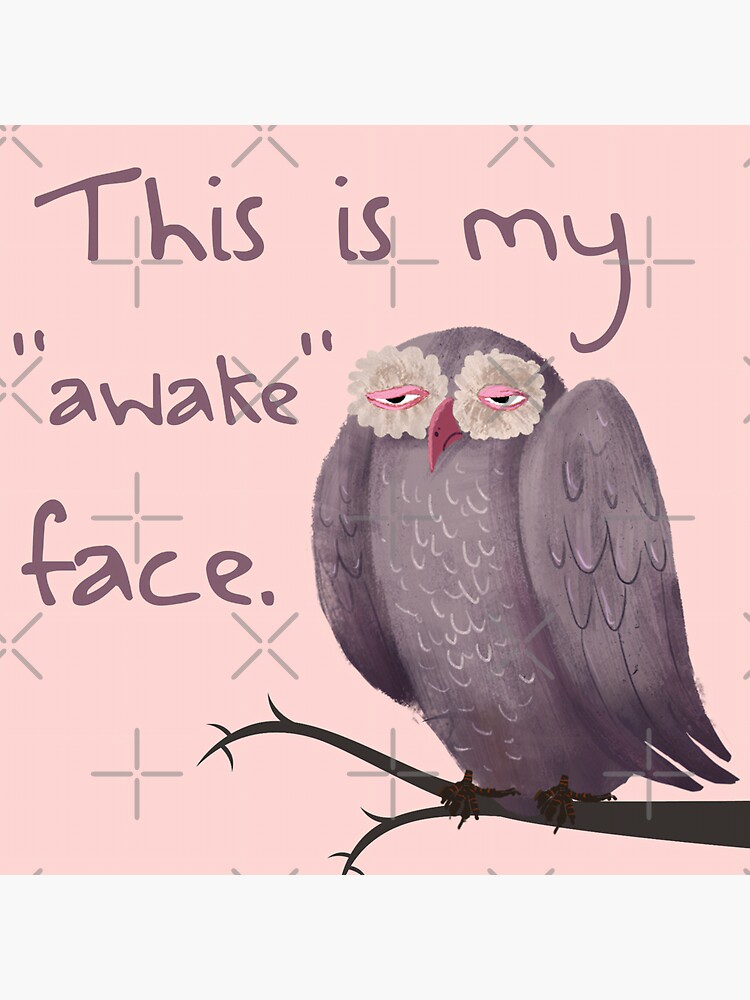 "This is my "awake" face Owl" Sticker for Sale by theeverydayowl ...