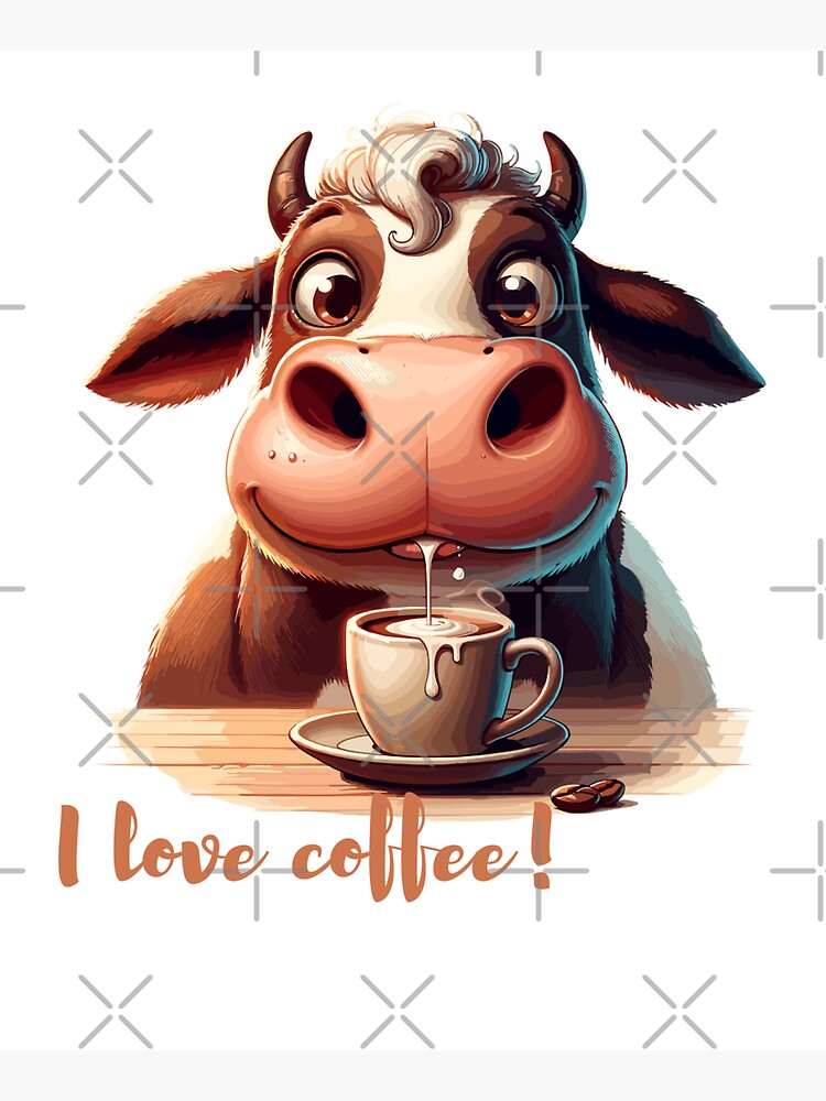 "A cute cow drinking coffee" Tote Bag for Sale by LILY ROSE | Redbubble