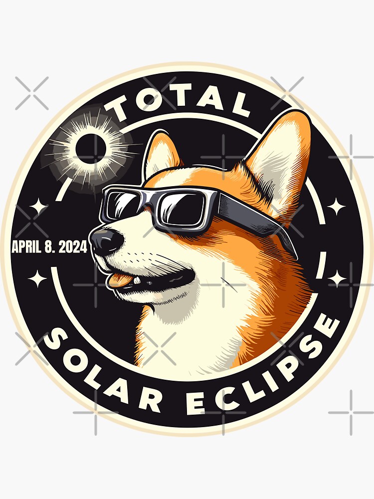 "Funny Corgi Total solar eclipse 2024" Sticker for Sale by ...