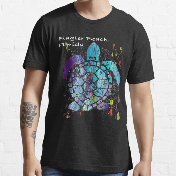 "Beach Design Flagler Beach, Florida Abstract Sea Turtle" T-shirt for ...