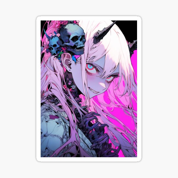 "Cute anime demon girl" Sticker for Sale by iWallGlow | Redbubble