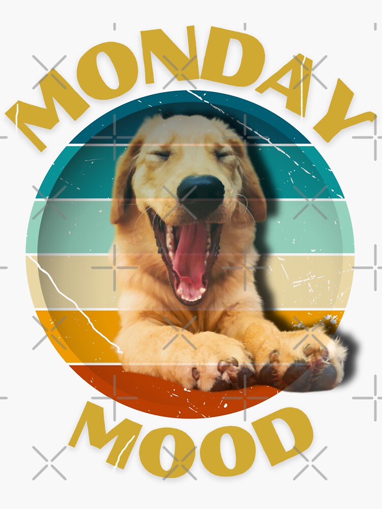 "Golden Retriever yawning, Monday mood" Sticker by raymishop | Redbubble
