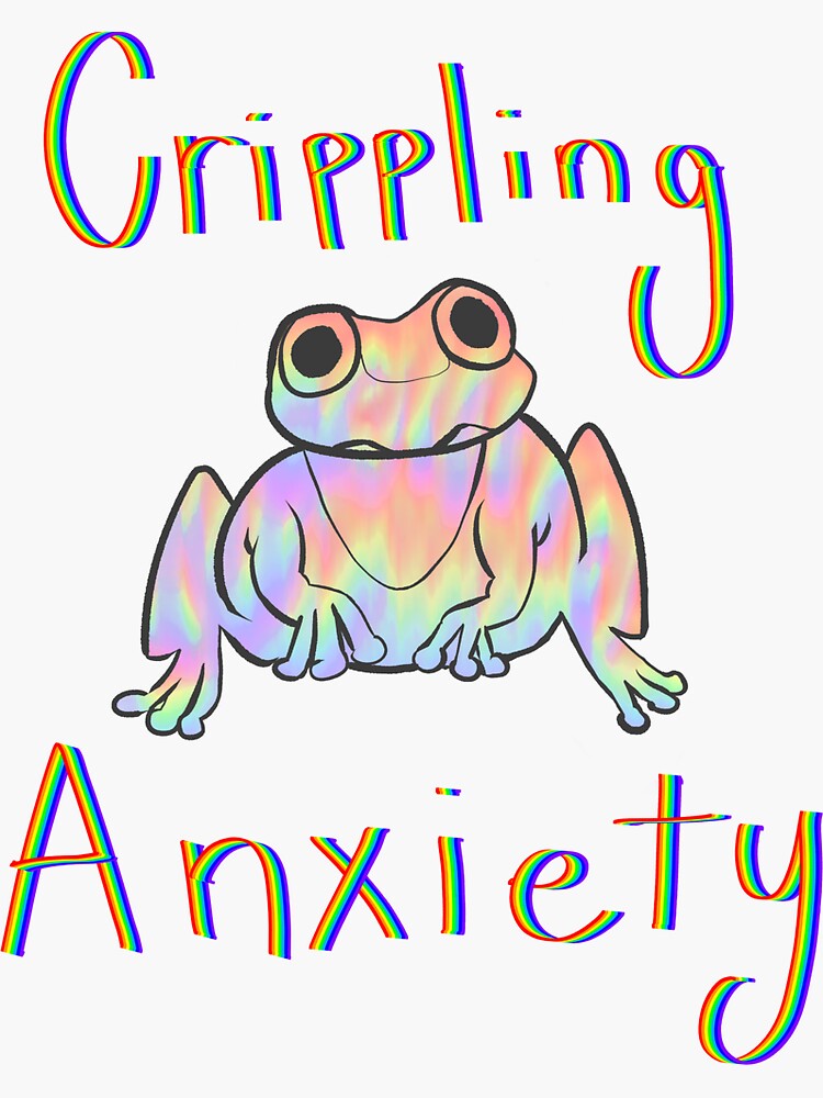 "Crippling Anxiety Frog" Sticker for Sale by CupOIsopod | Redbubble