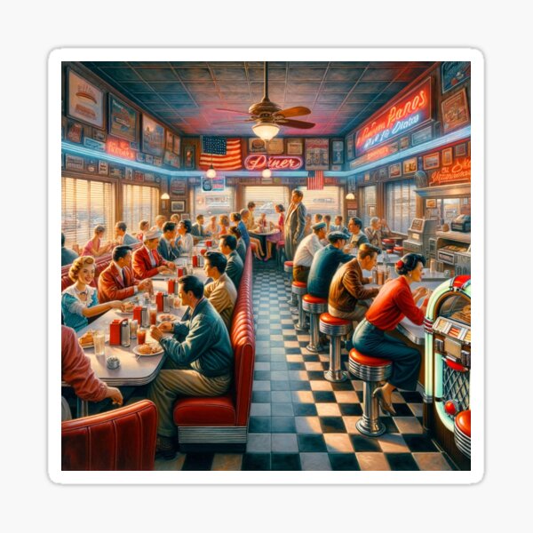 "Retro Diner Delight" Sticker for Sale by BestArtByArvind | Redbubble