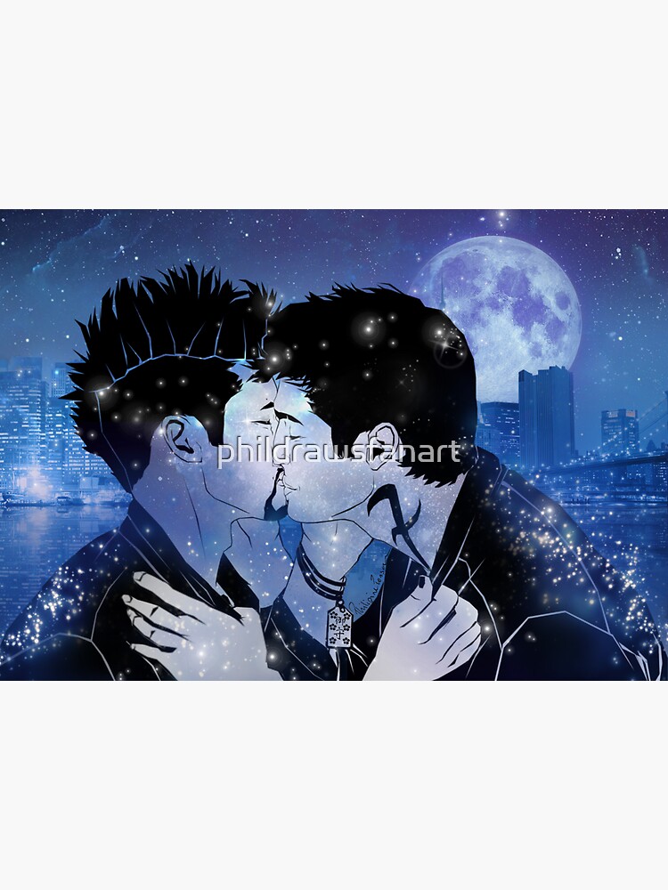 "Malec kiss." Sticker by phildrawsfanart | Redbubble