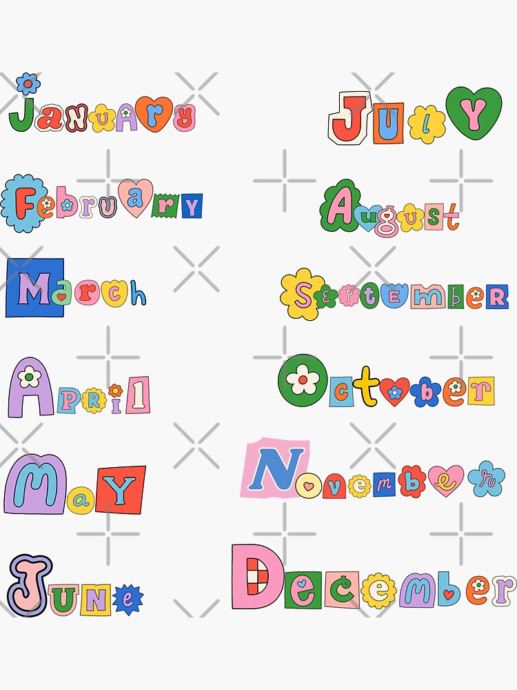 "journaling Months of the Year packs" Sticker for Sale by Maylandonline ...