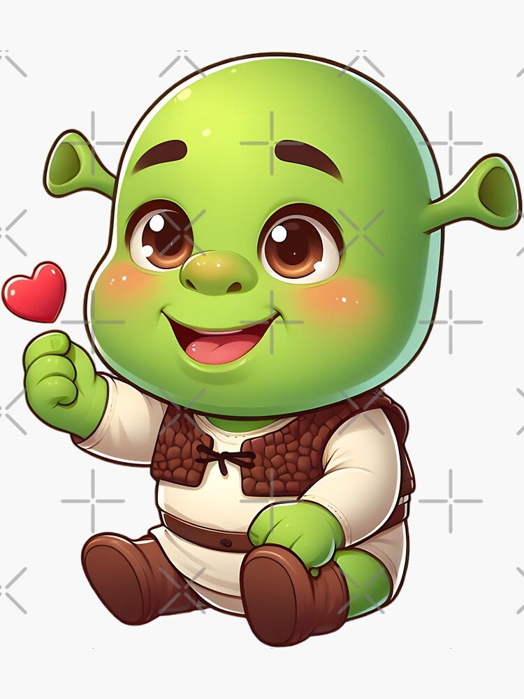"Cute Baby Shrek" Sticker for Sale by Delamoon | Redbubble