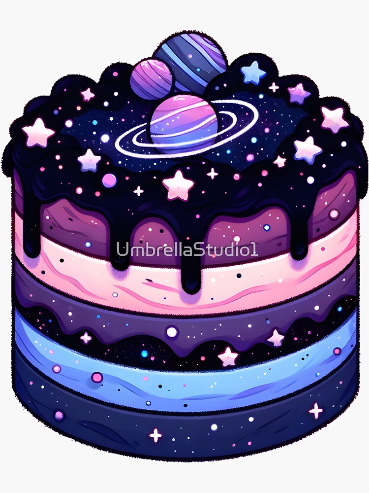 "Cosmic Celebration Layered Galaxy Cake" Sticker for Sale by ...