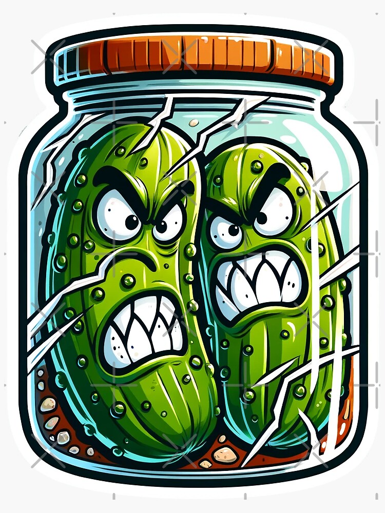 "Angry Jar of Pickles" Sticker for Sale by PogiKoi | Redbubble