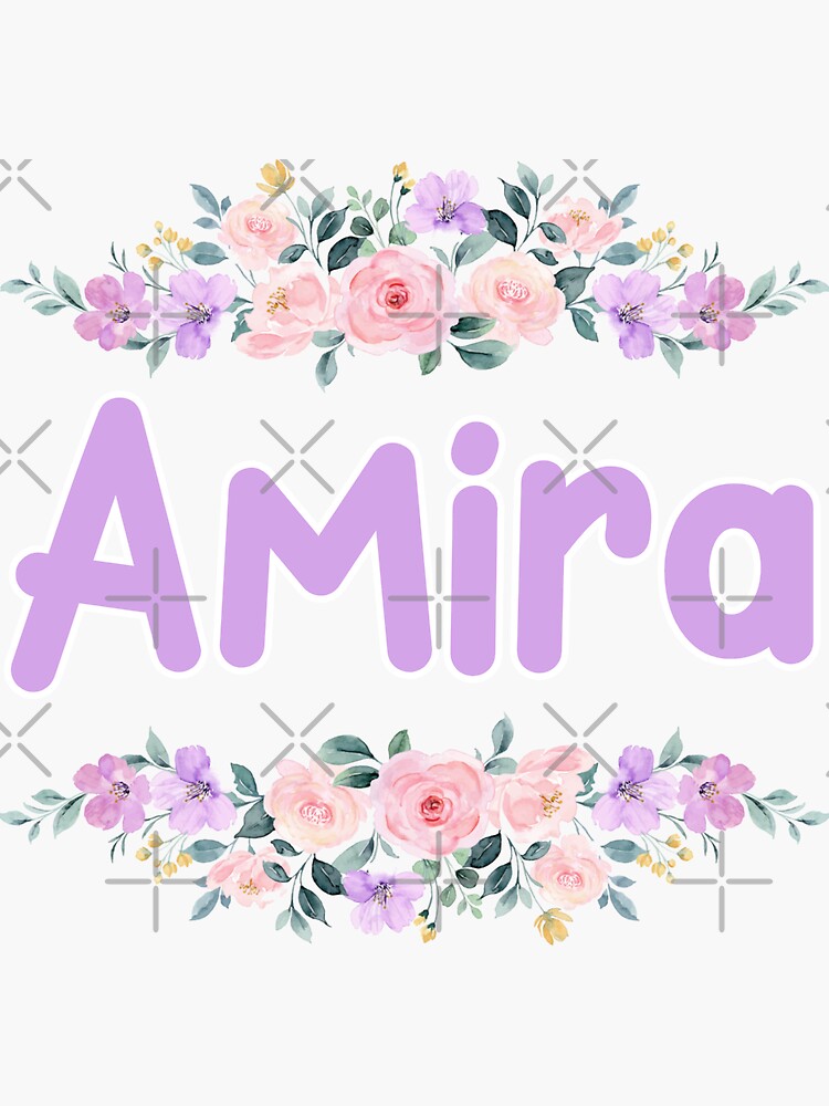 "Purple Flower Amira Name Label" Sticker for Sale by NormadWorld ...