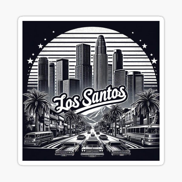 "Los Santos City Tee B&W" Sticker for Sale by GeekDrip-SR | Redbubble