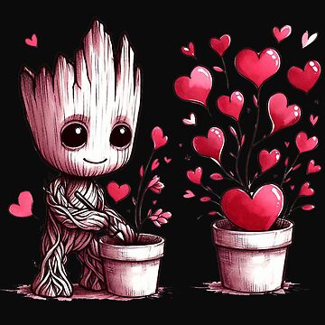 "Cute Valentine Groot Growing heart Graphic" Sticker for Sale by ...