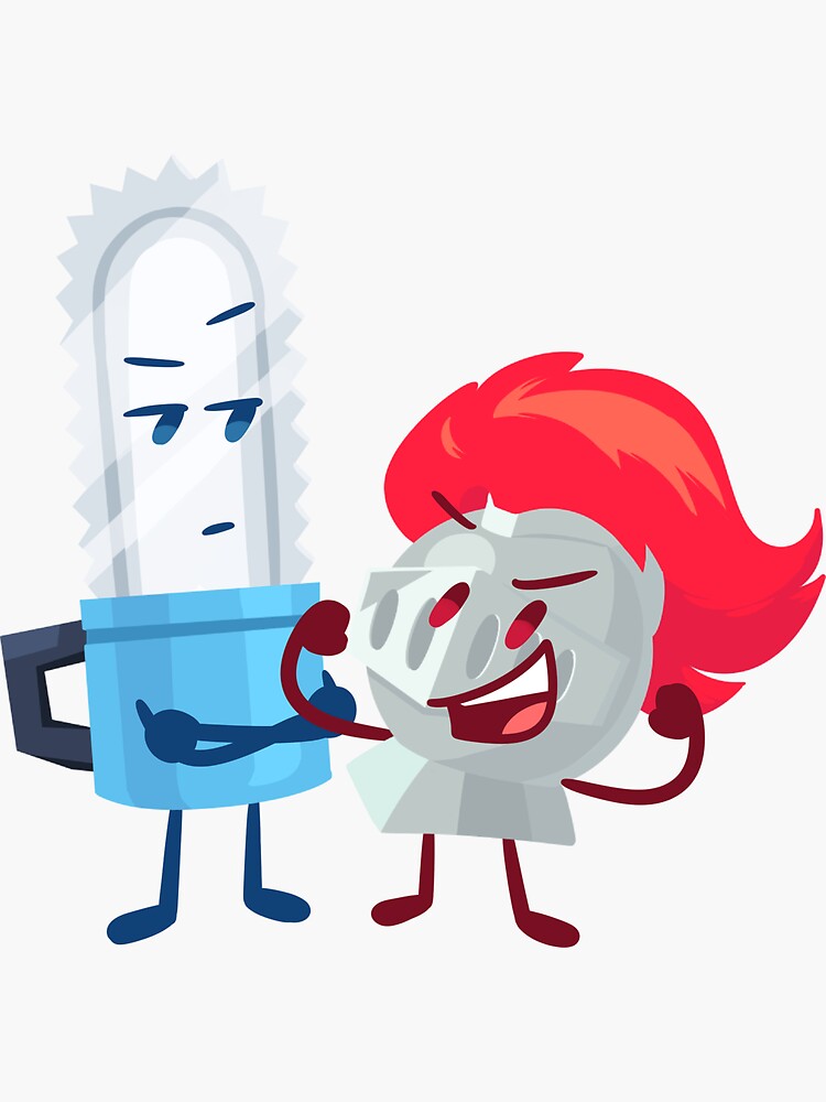 "Chainsaw and Knight Helmet (Paper Puppets Take 2)" Sticker for Sale by ...