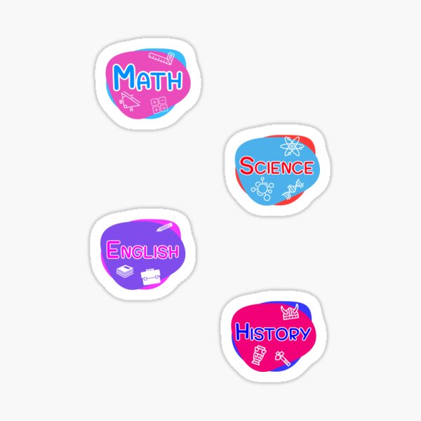 "school subject labels/cute labels" Sticker for Sale by Alongwith-a-lot ...