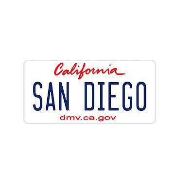 "San Diego California License Plate" Sticker for Sale by SundayCrafts ...